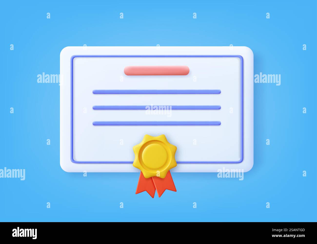 3d Achievement, award, grant, diploma concepts. certificate icon with ...
