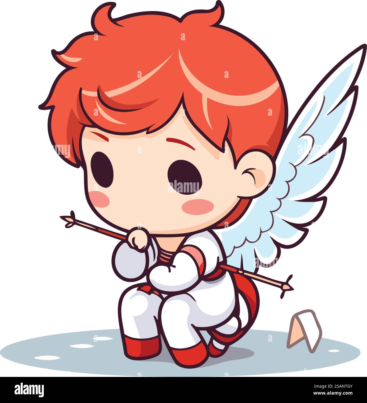 Cupid with bow and arrow in his hand. Vector illustration Stock Vector ...