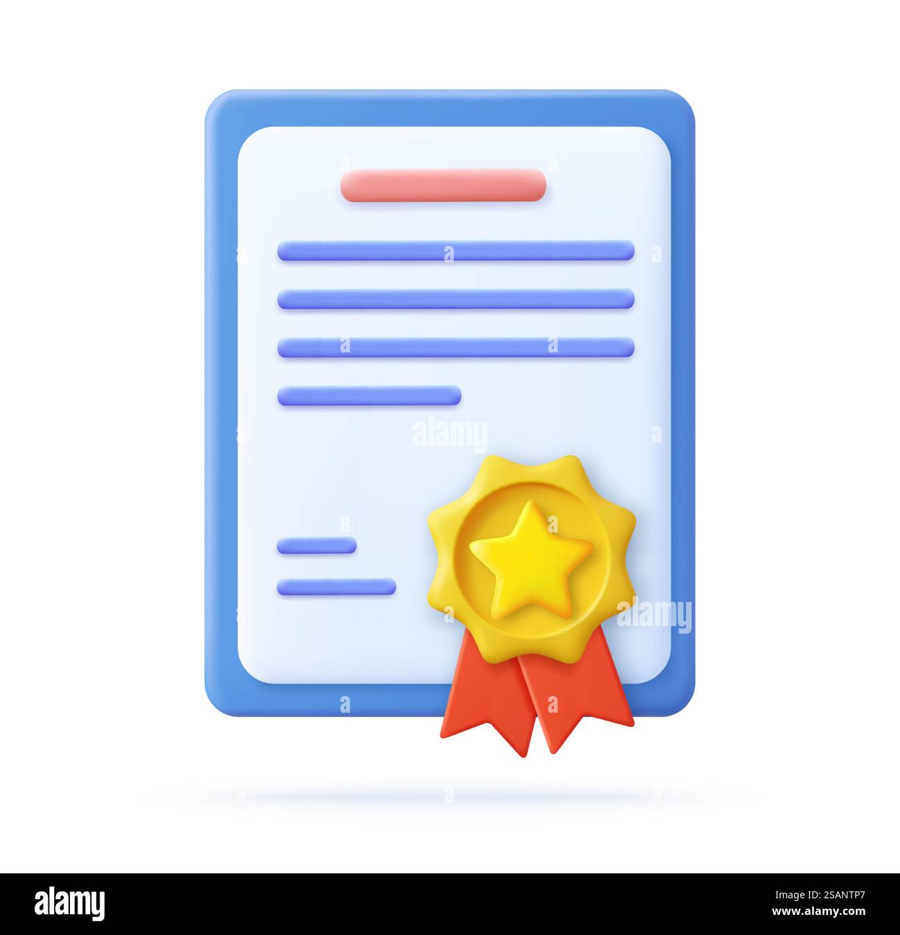 3d Achievement, award, grant, diploma concepts. certificate icon with ...