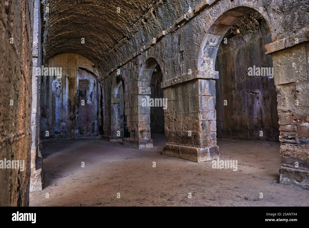 the interior of ancient Roman Cisterns of Aptera in which water was ...