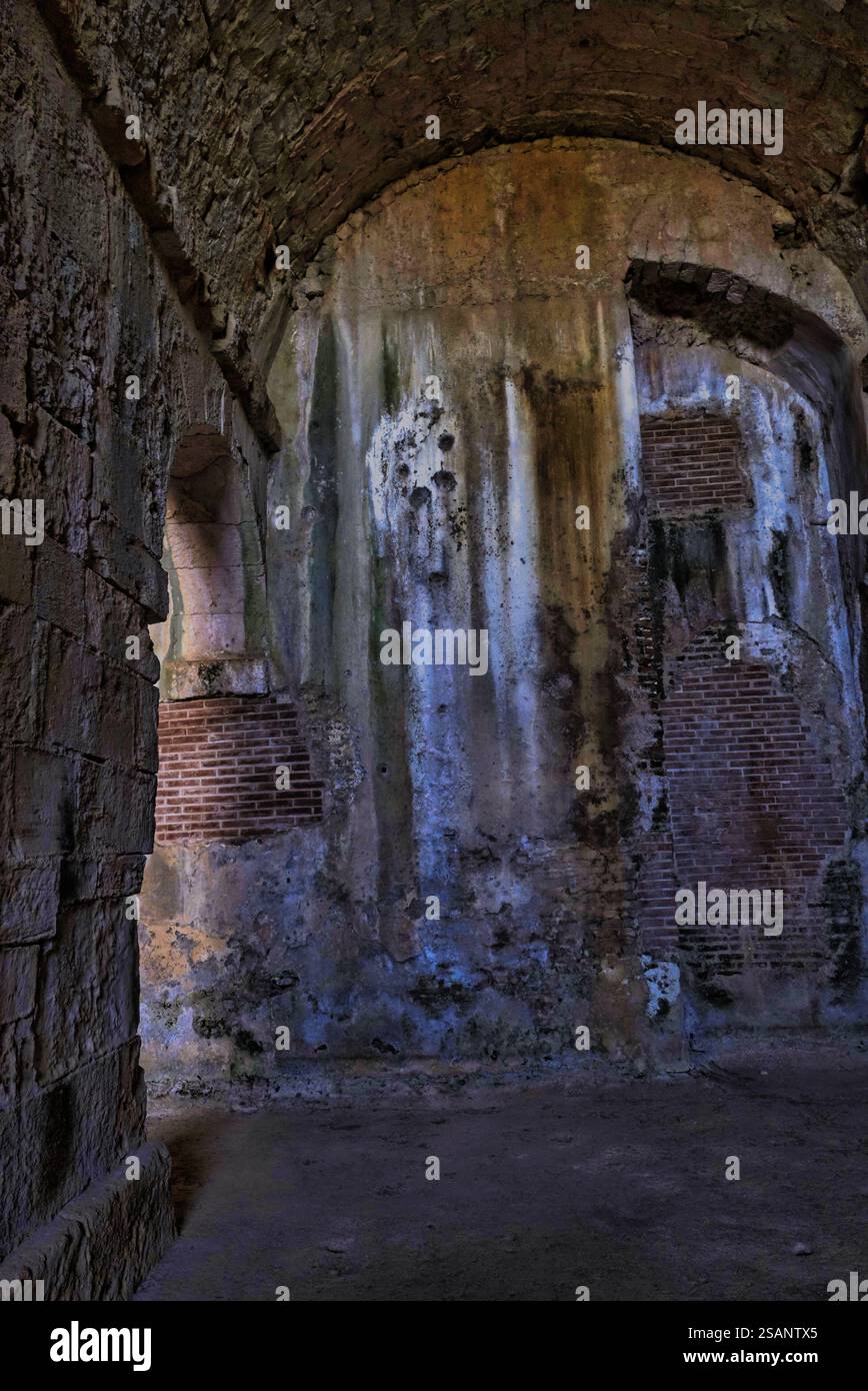 the interior of ancient Roman Cisterns of Aptera in which water was ...