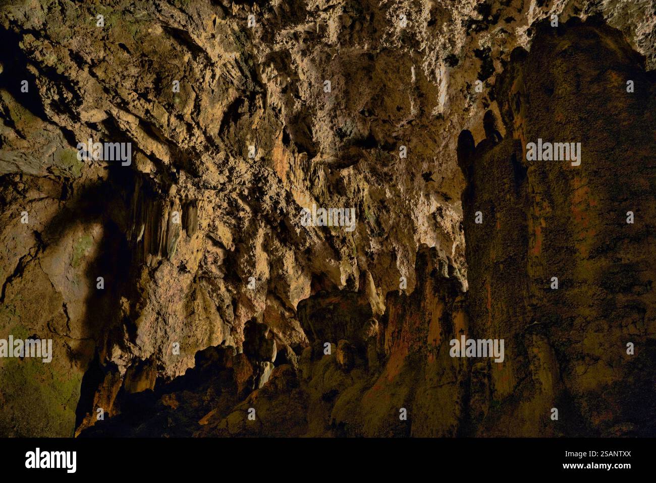 Cave interior with visible effects of karst processes like stalagmite ...