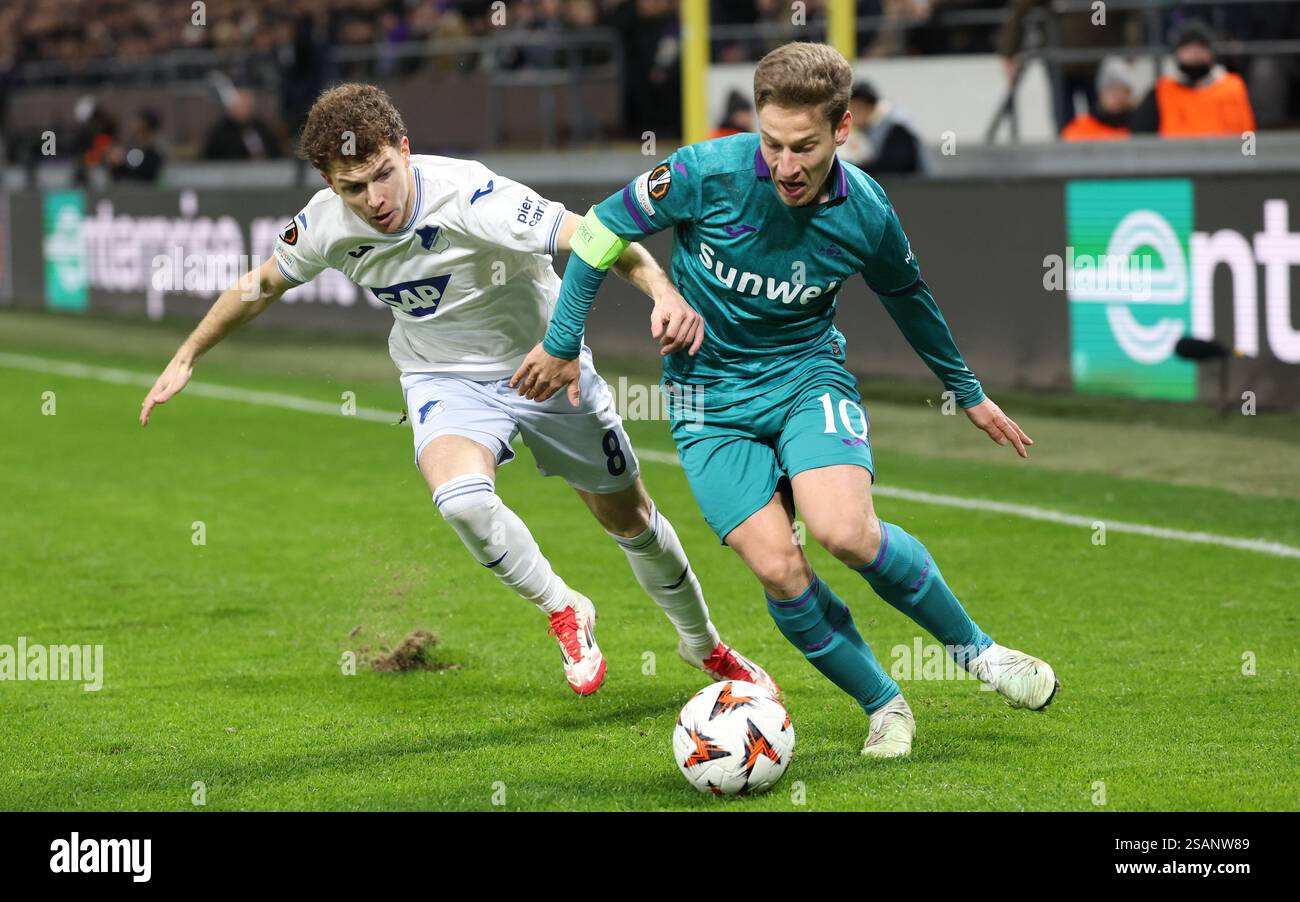 Brussels, Belgium. 30th Jan, 2025. Hoffenheim's Dennis Geiger and ...