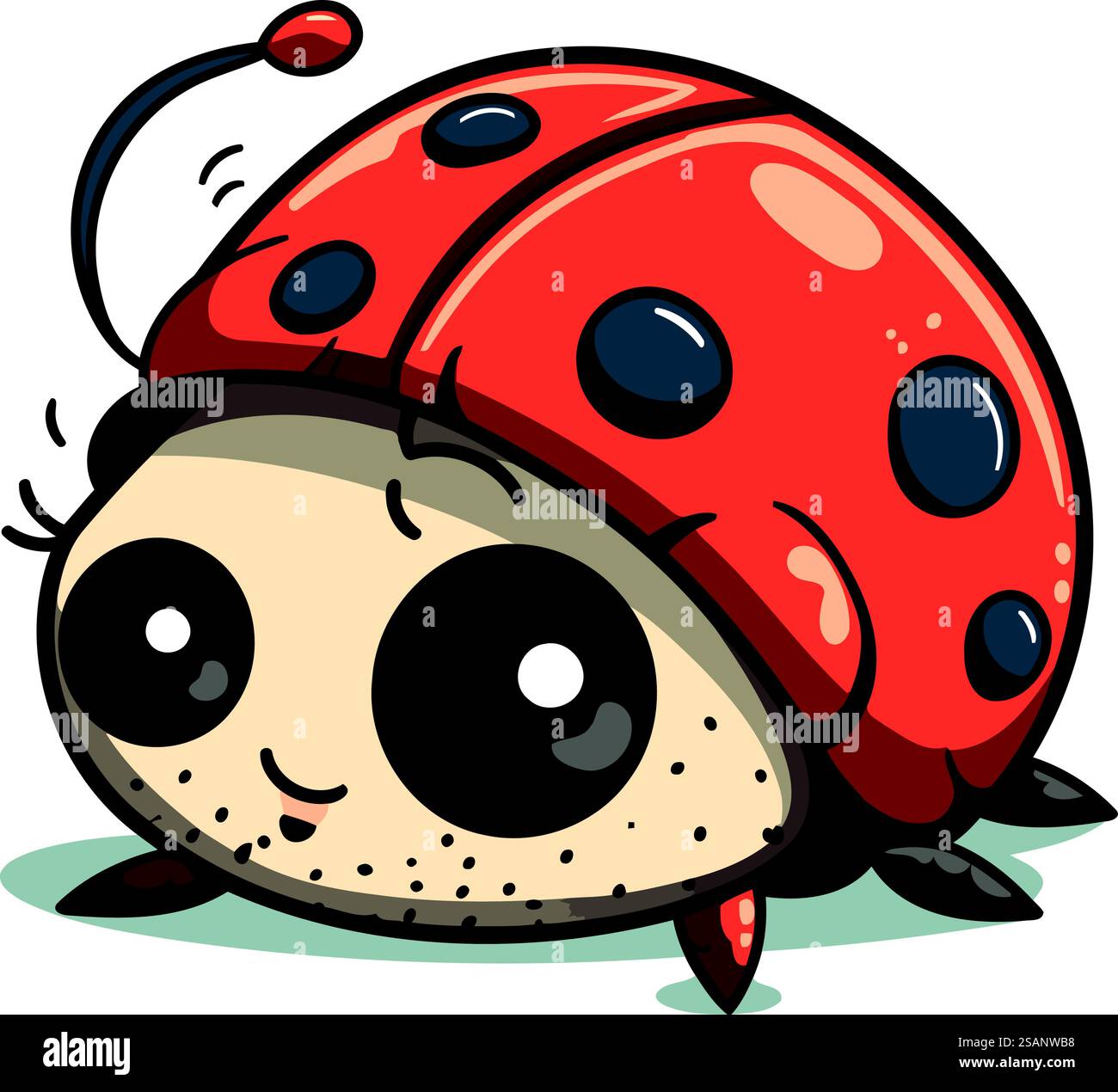 Cartoon ladybug isolated on white background. Cute vector illustration ...