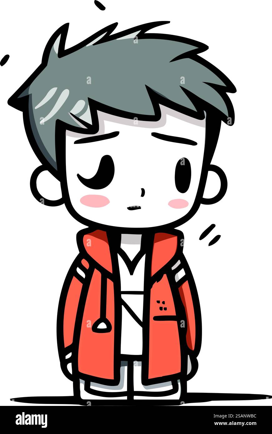 Sad boy cartoon character. Vector illustration. Isolated on white ...