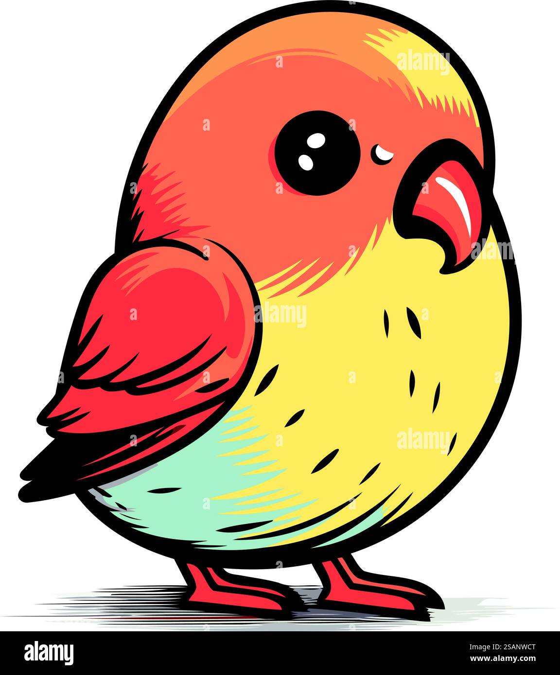 Cute cartoon bird. Vector illustration. Isolated on white background ...