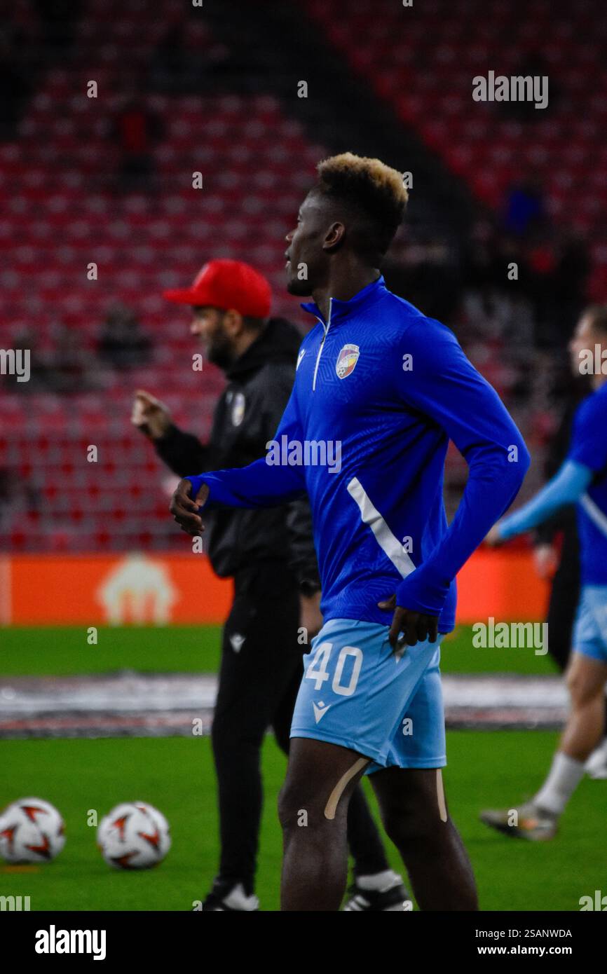 Bilbao, Spain, 30th January, 2024: Sampson Dweh (40) of Viktoria Plzen ...