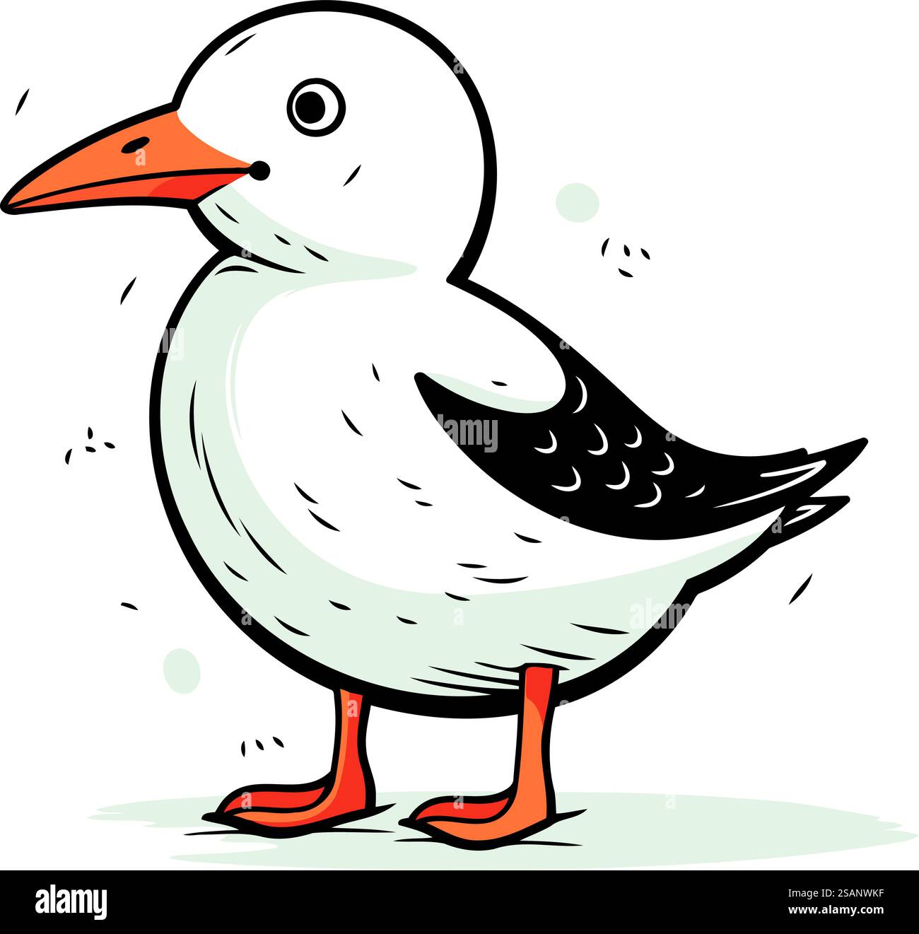 Cute cartoon seagull. Vector illustration isolated on white background ...