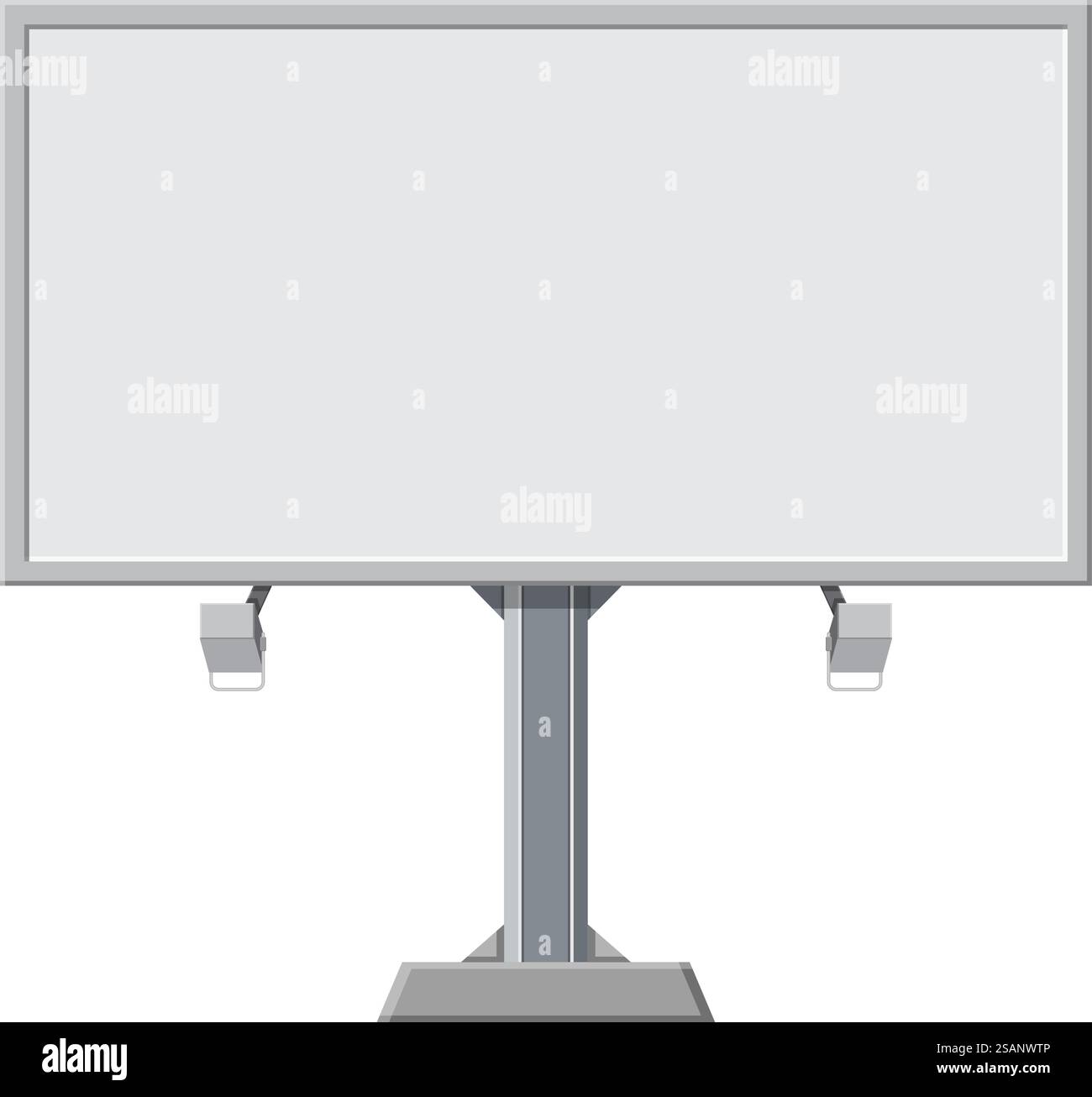 Large blank, empty, white billboard screen, isolated on white ...