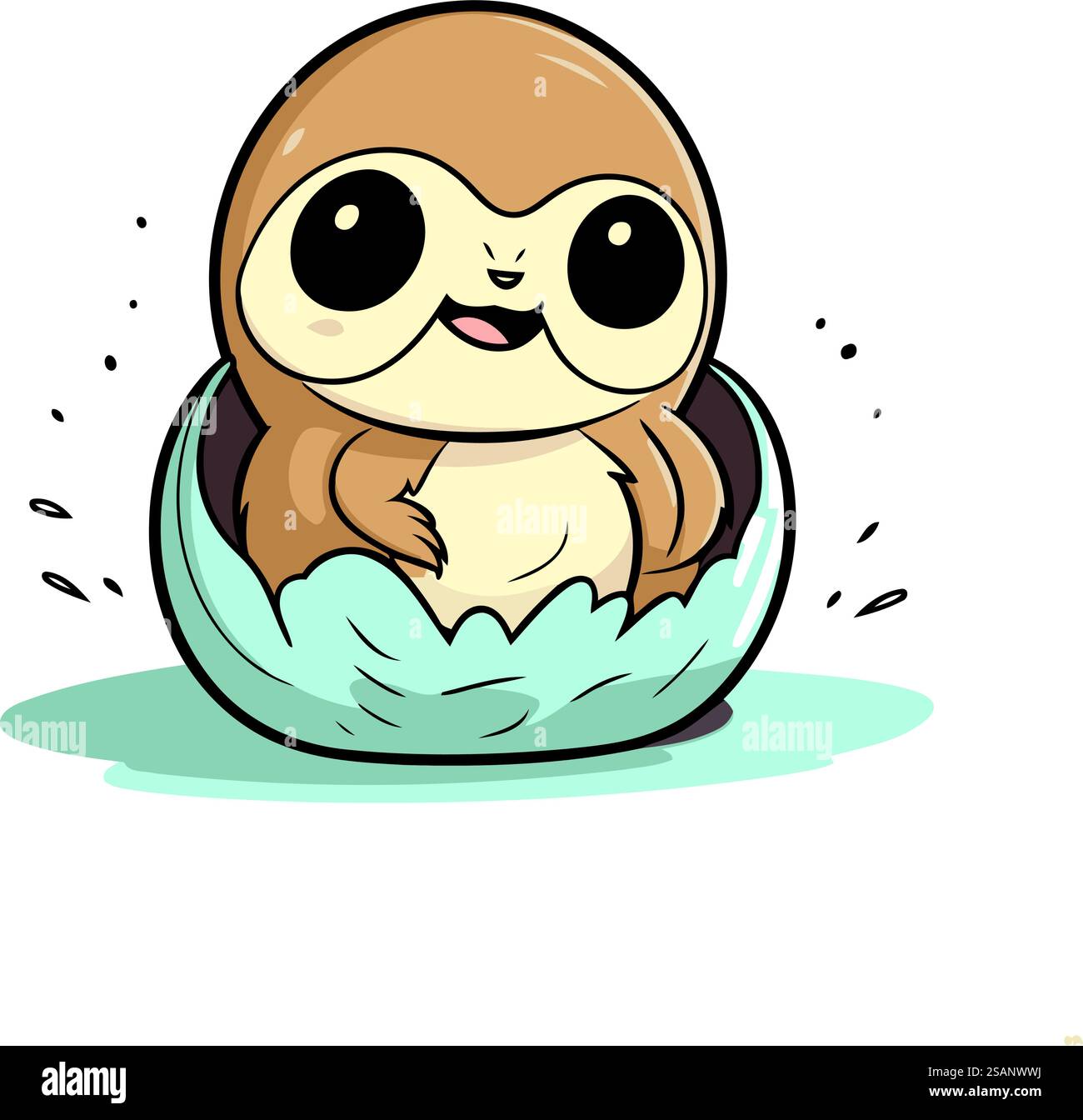 Cute cartoon sloth sitting in the nest. Vector illustration Stock ...
