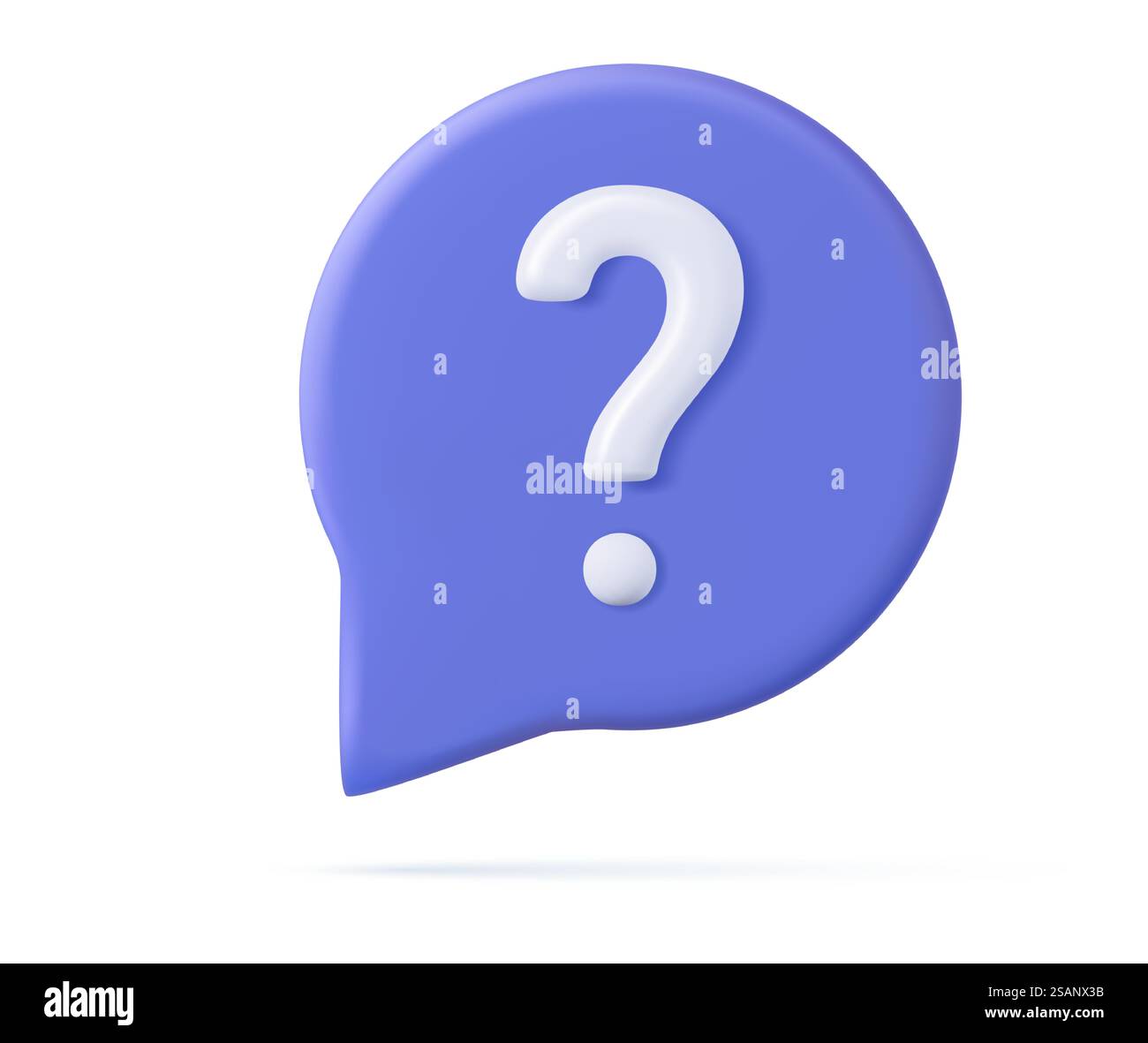 3d Speech bubble with question mark icon. FAQ, support, help concept. 3d rendering. Vector ...