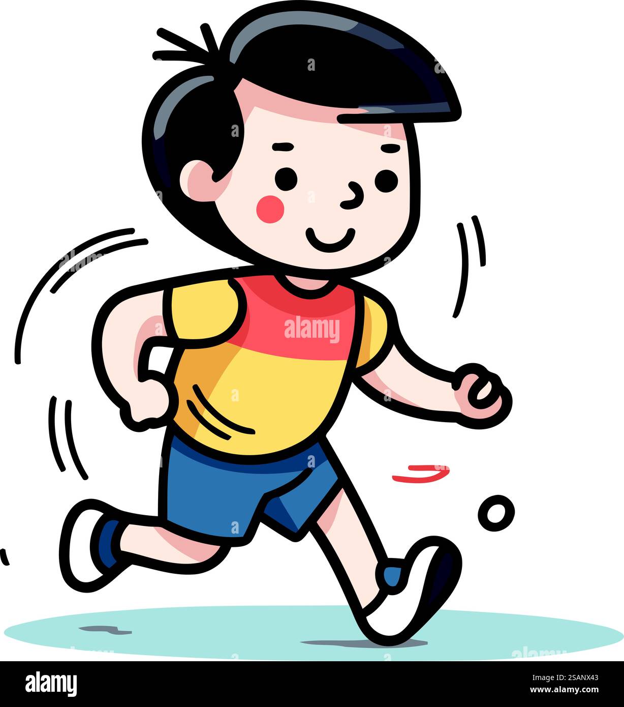 Running boy vector illustration. Cute cartoon little boy running and ...