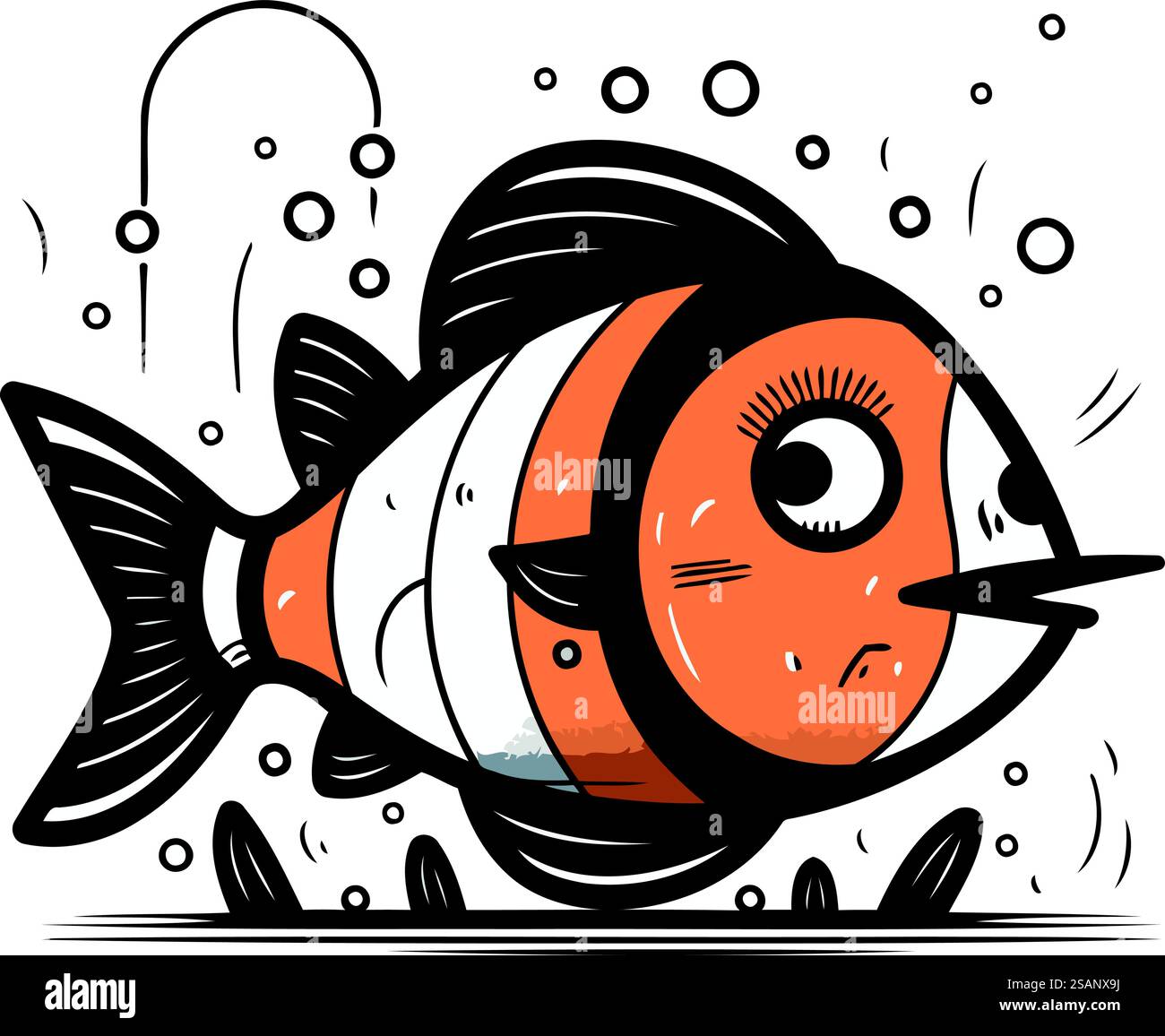 Cartoon fish. Vector illustration. Isolated on white background Stock ...
