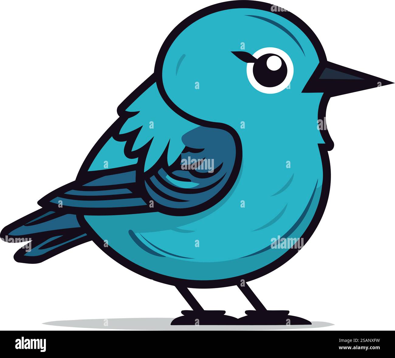 Cartoon blue bird isolated on a white background. Vector illustration ...