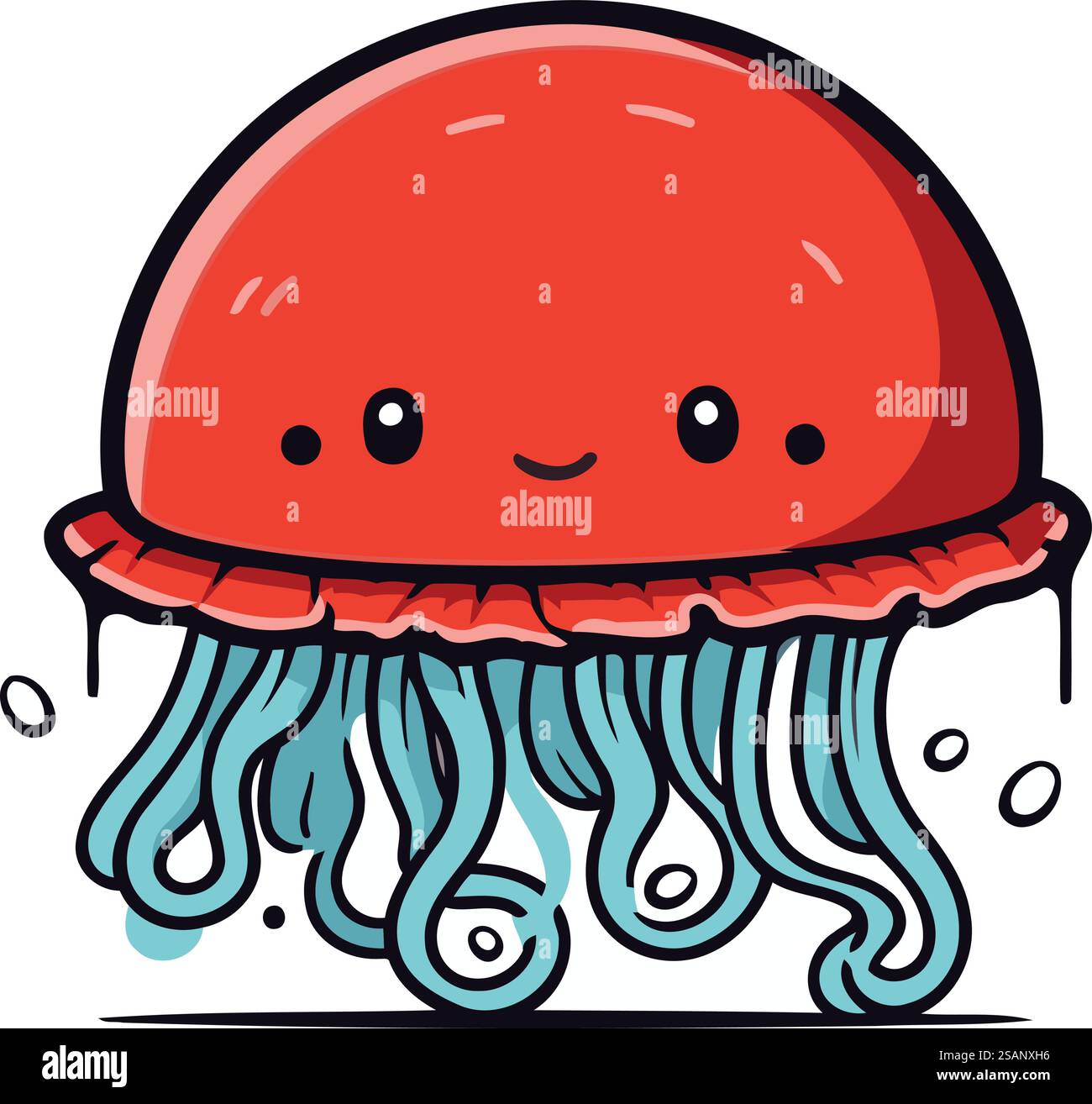 Cute cartoon jellyfish character. Vector illustration isolated on white ...