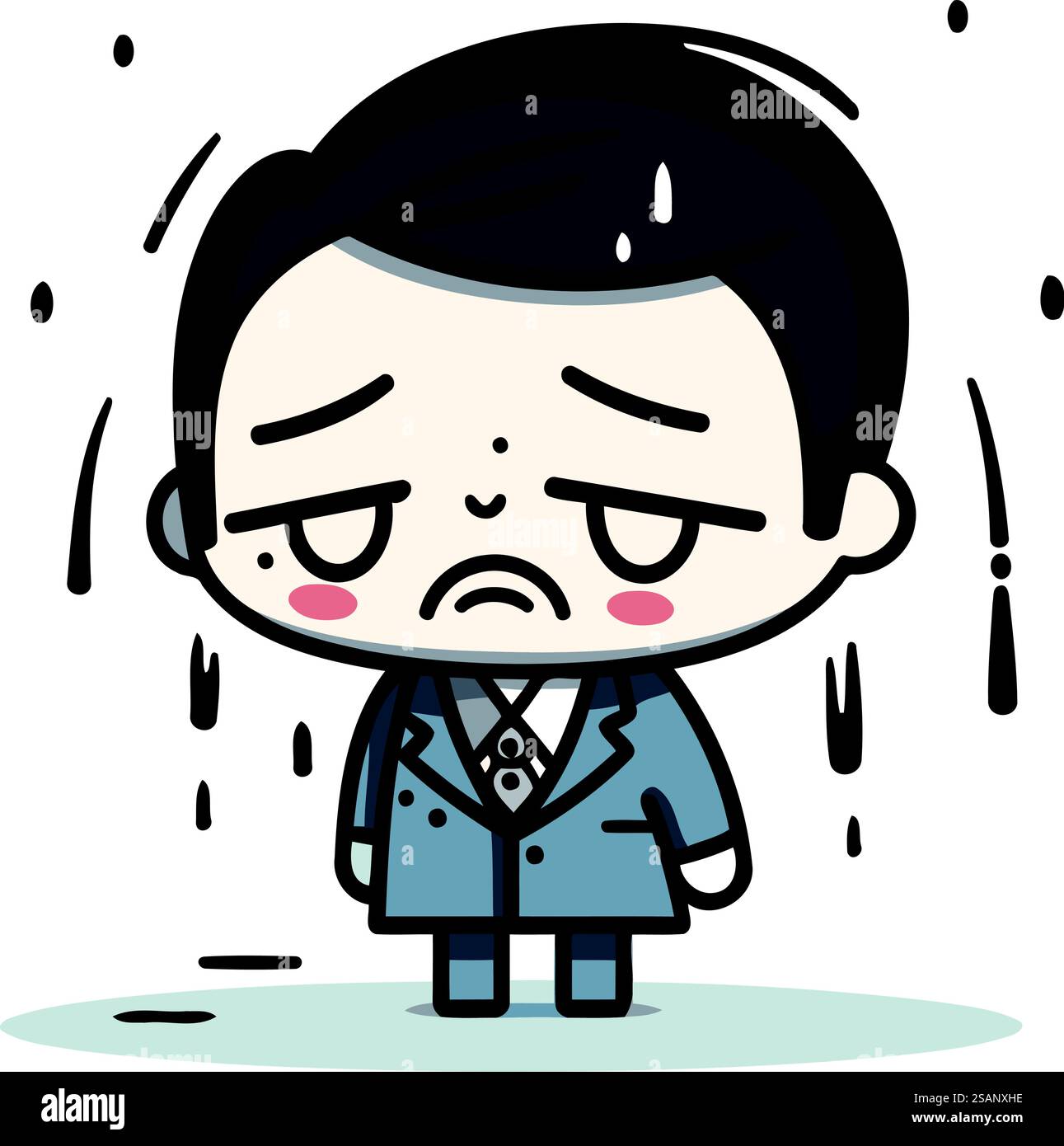 Sad businessman cartoon character. Vector illustration. Isolated on ...