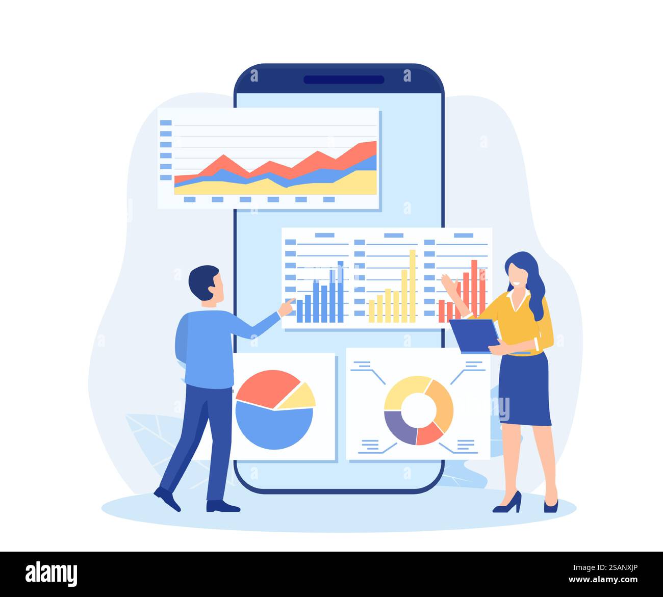 Data analytics, dashboard and business finance report. business people ...