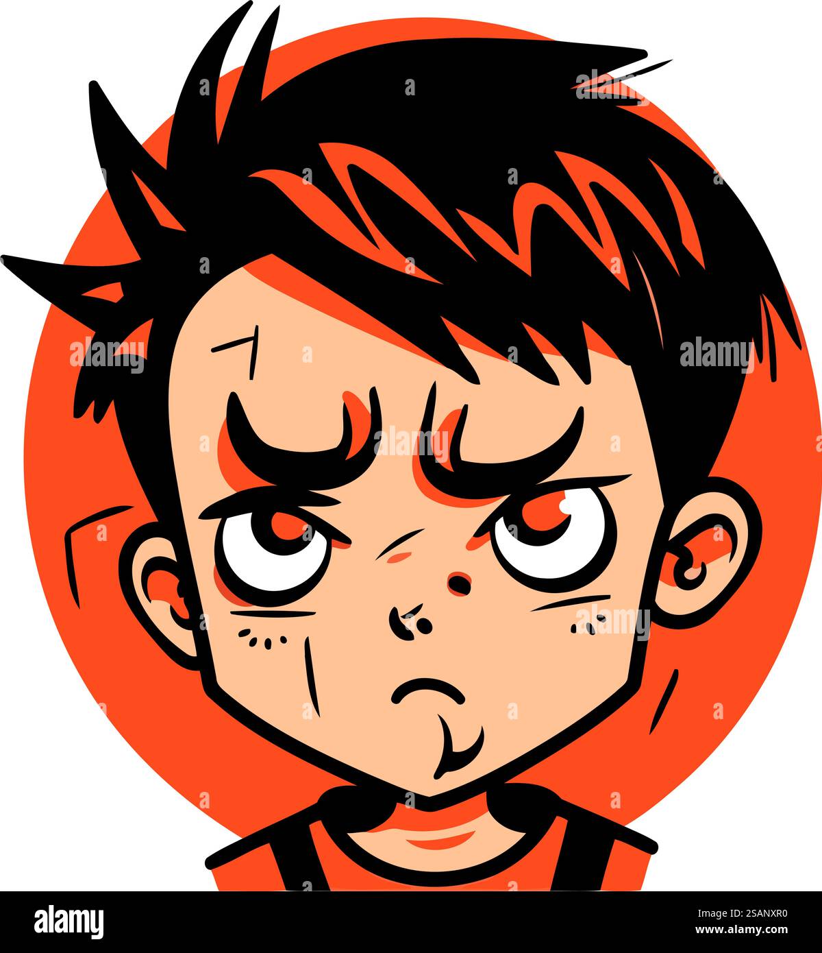 Angry boy cartoon vector illustration. Emotional face of a boy Stock ...