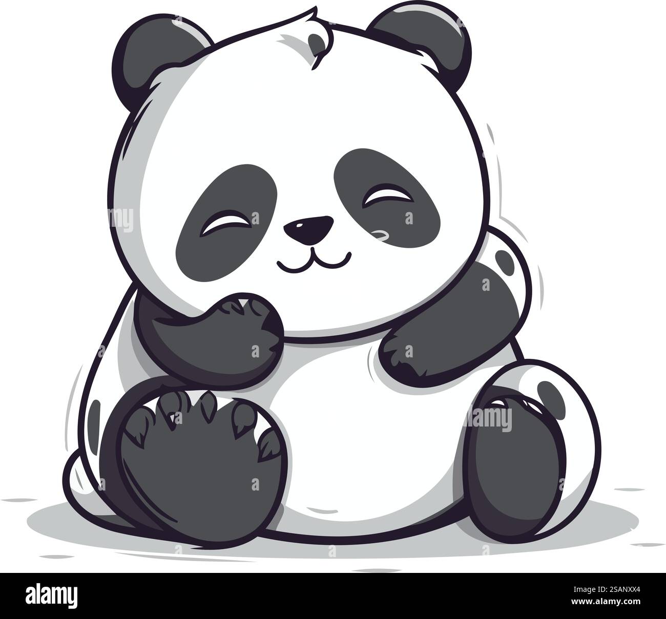 Cute cartoon panda sitting on white background. Vector illustration ...