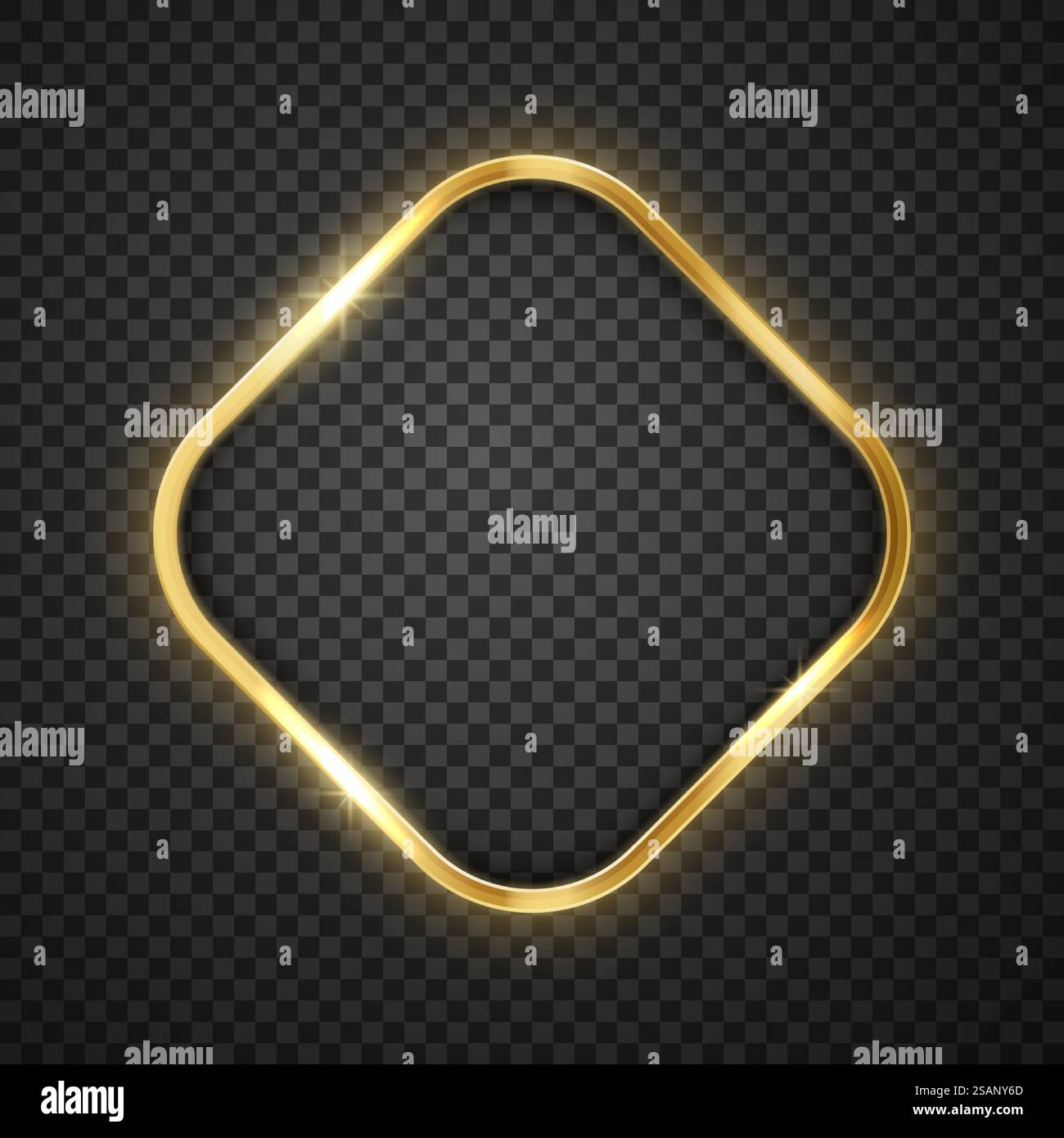 Gold Metal Rectangular glossy Frame with shadow. Realistic vector ...