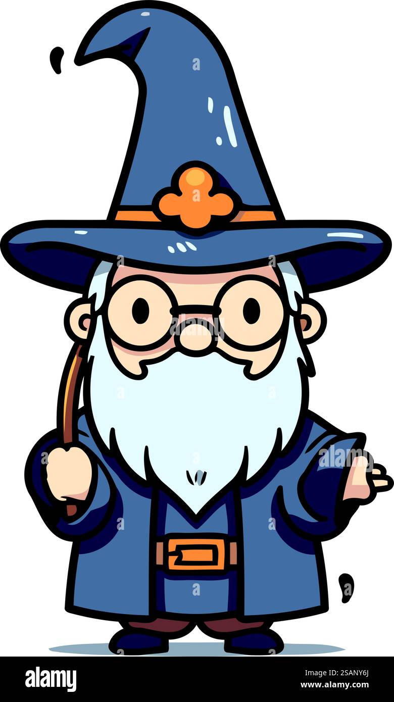 Wizard cartoon character. Cute vector illustration. Wizard character ...