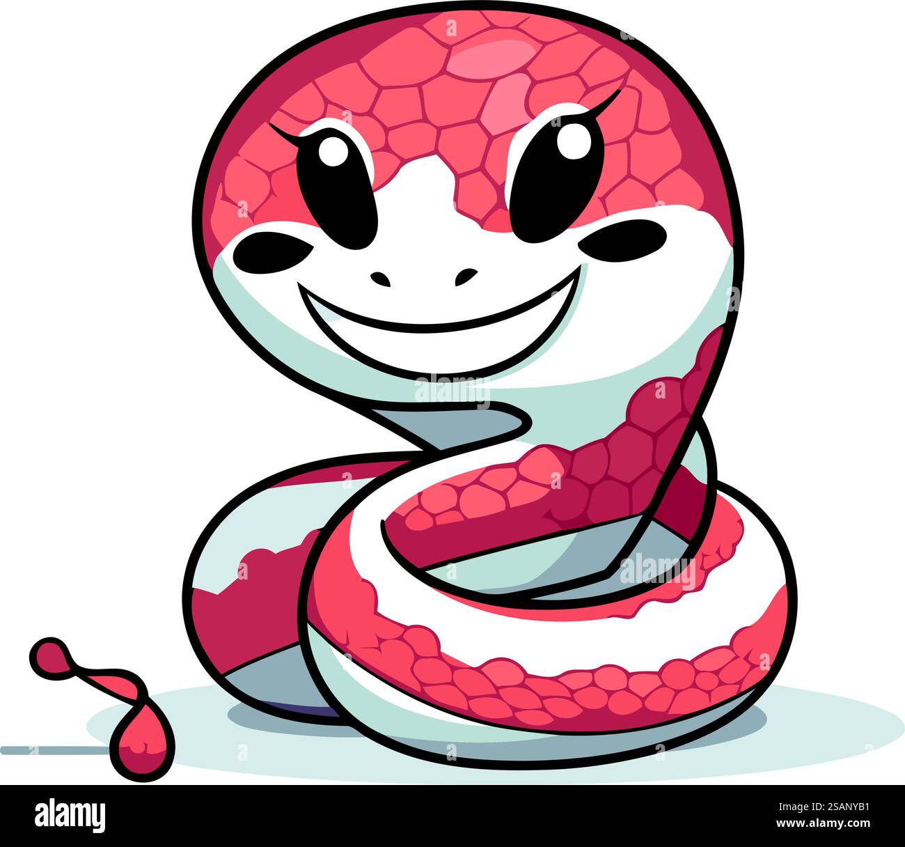 Cute cartoon snake. Vector illustration isolated on a white background ...
