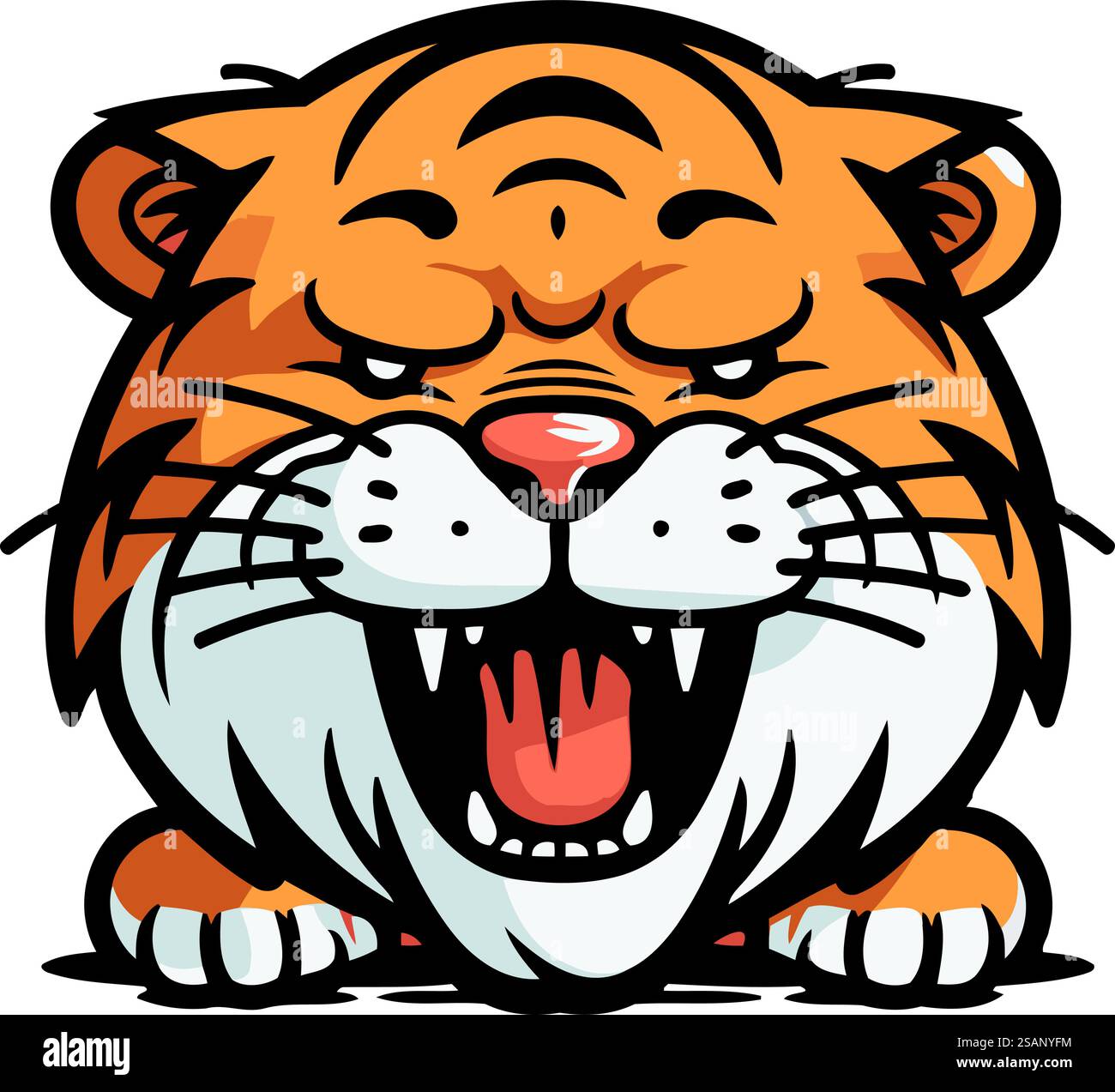 Cartoon tiger face. Vector illustration isolated on a white background ...