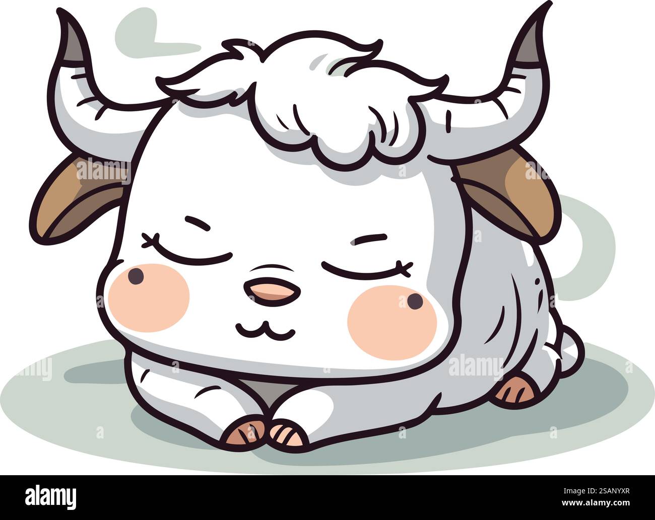 Cute cartoon yak. Isolated on white background. Vector illustration Stock Vector Image & Art - Alamy