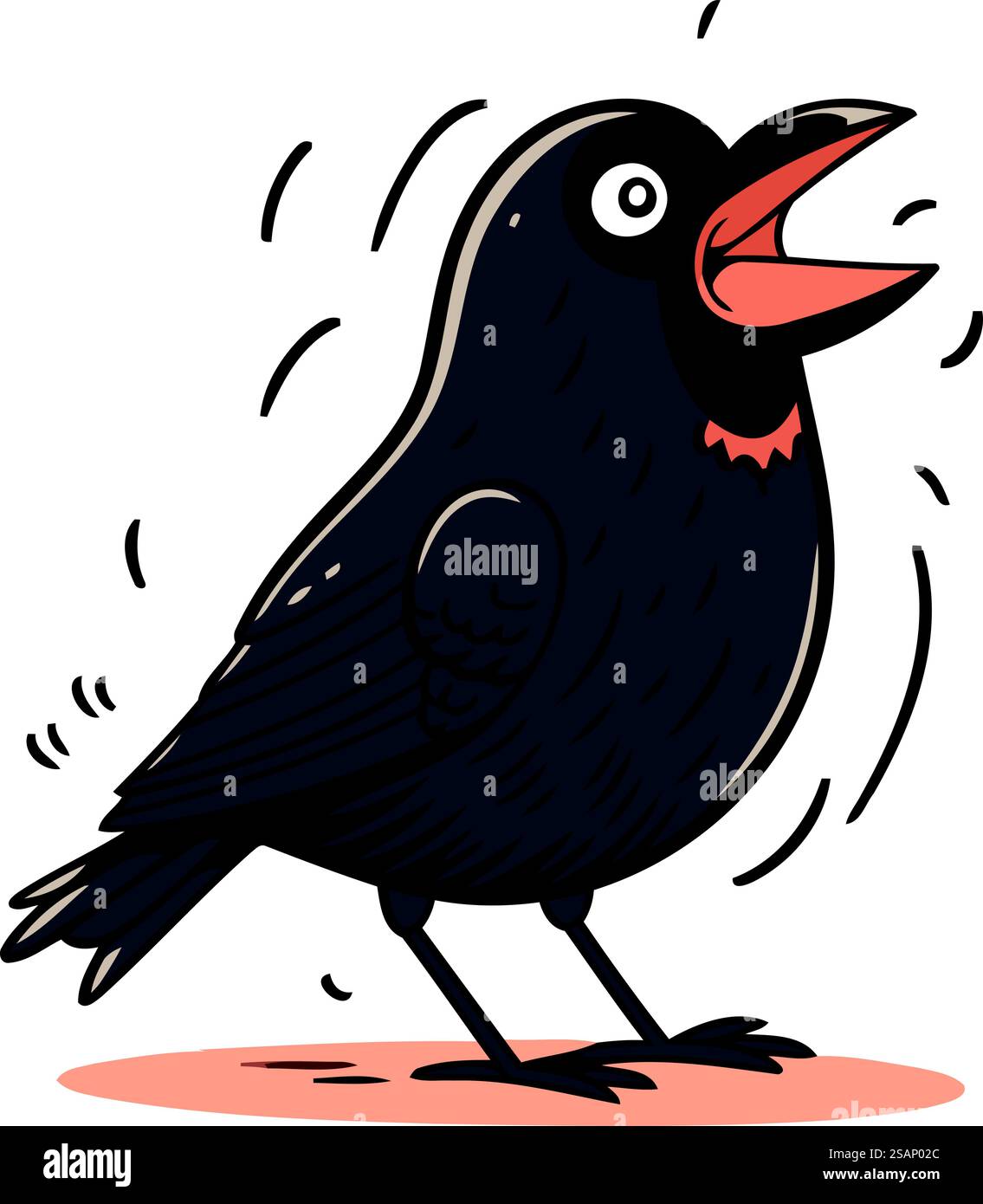 Cute cartoon black crow isolated on white background. Vector ...