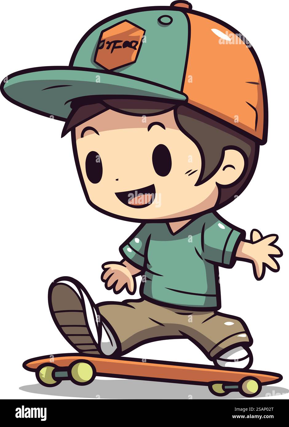 Boy Skateboarder Cartoon Mascot Character Vector Illustration Stock ...