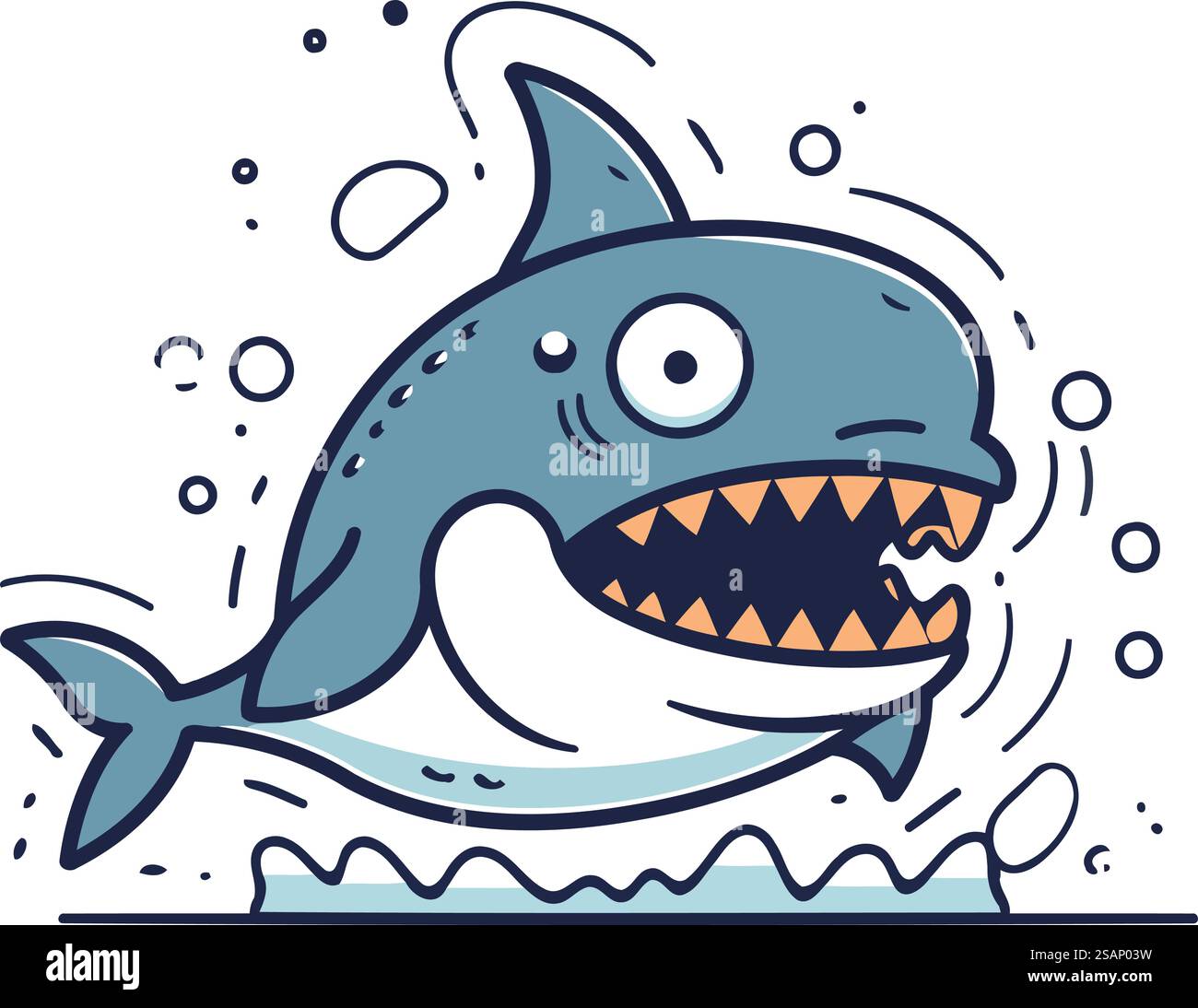 Cartoon shark. Vector illustration. Isolated on white background Stock ...