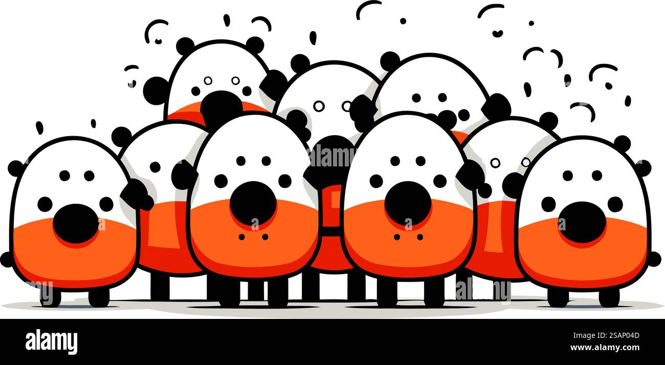 Cute cartoon panda family. Vector illustration isolated on white ...