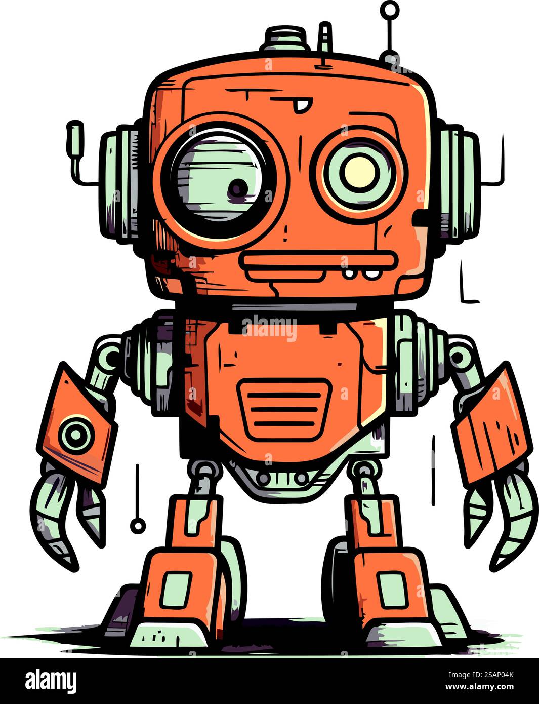 Retro robot. Vector illustration. Isolated on white background Stock ...
