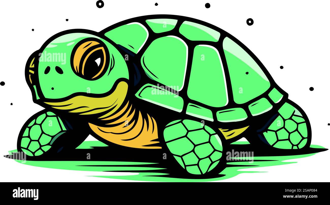 Cute cartoon turtle isolated on white background. Hand drawn vector ...