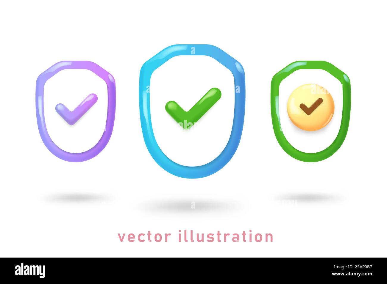Shield check mark icon. 3d vector illustration. Security, guaranteed ...