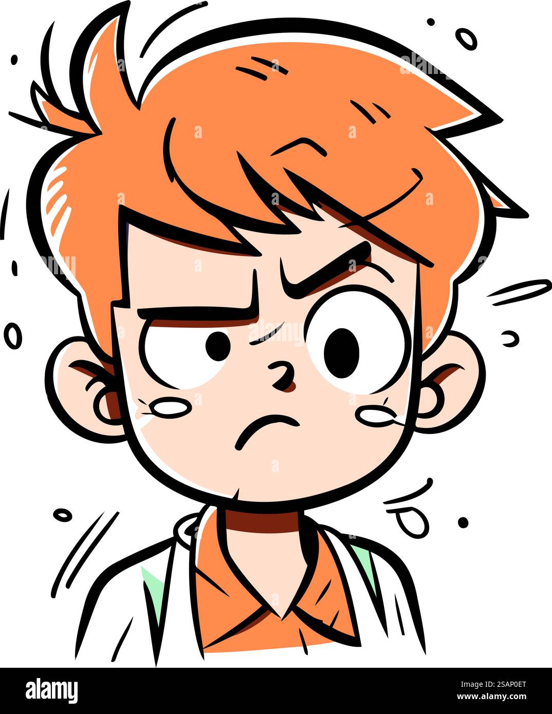 Illustration of a boy with angry facial expression. Vector illustration ...