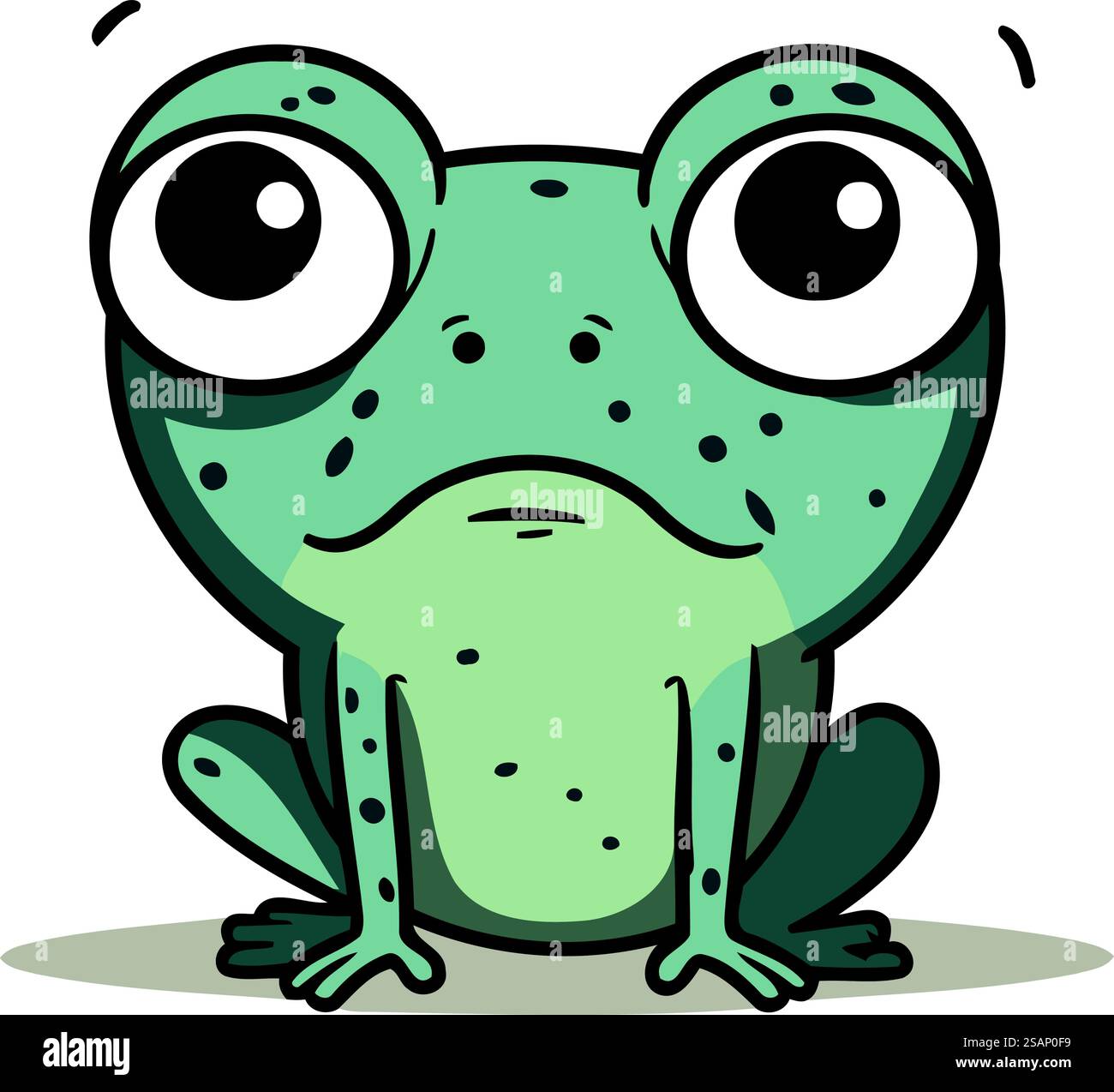 Cute cartoon frog with sad eyes. Vector illustration isolated on white ...