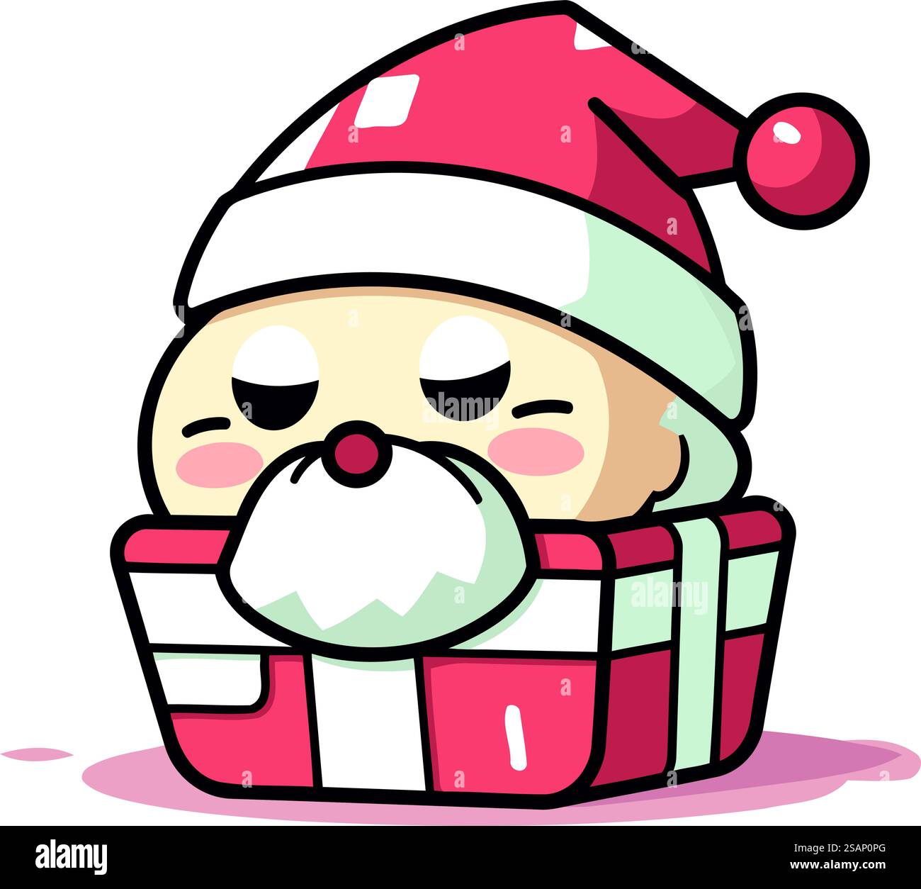 Cute Santa Claus in a gift box. Vector cartoon illustration Stock ...