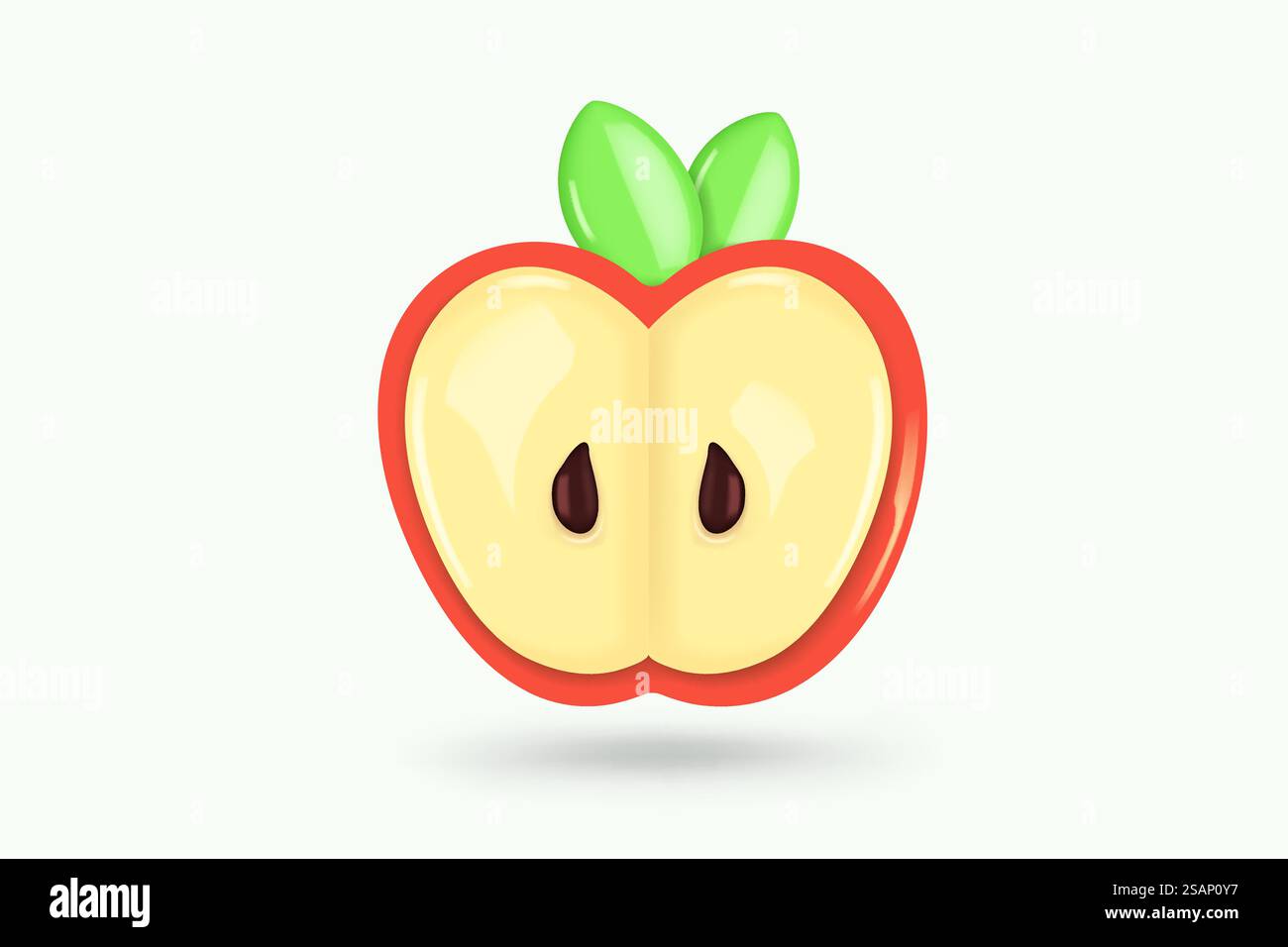 Red Apple. Realistic 3d apples. Detailed 3d Illustration Isolated On ...