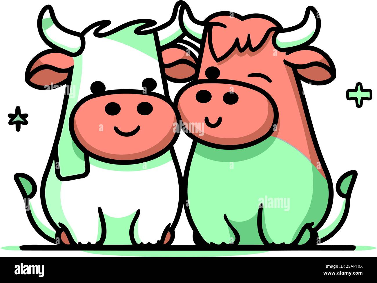 Cute cow and calf cartoon vector illustration. Cute cartoon cow and ...