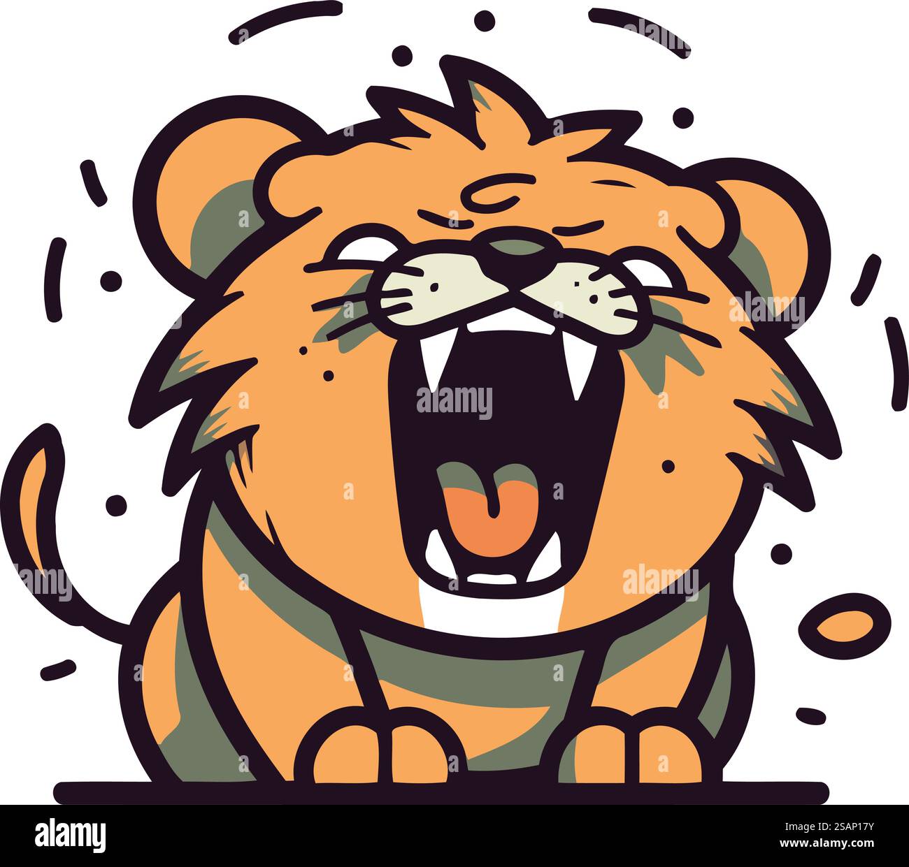 Angry cartoon tiger. Vector illustration isolated on a white background ...