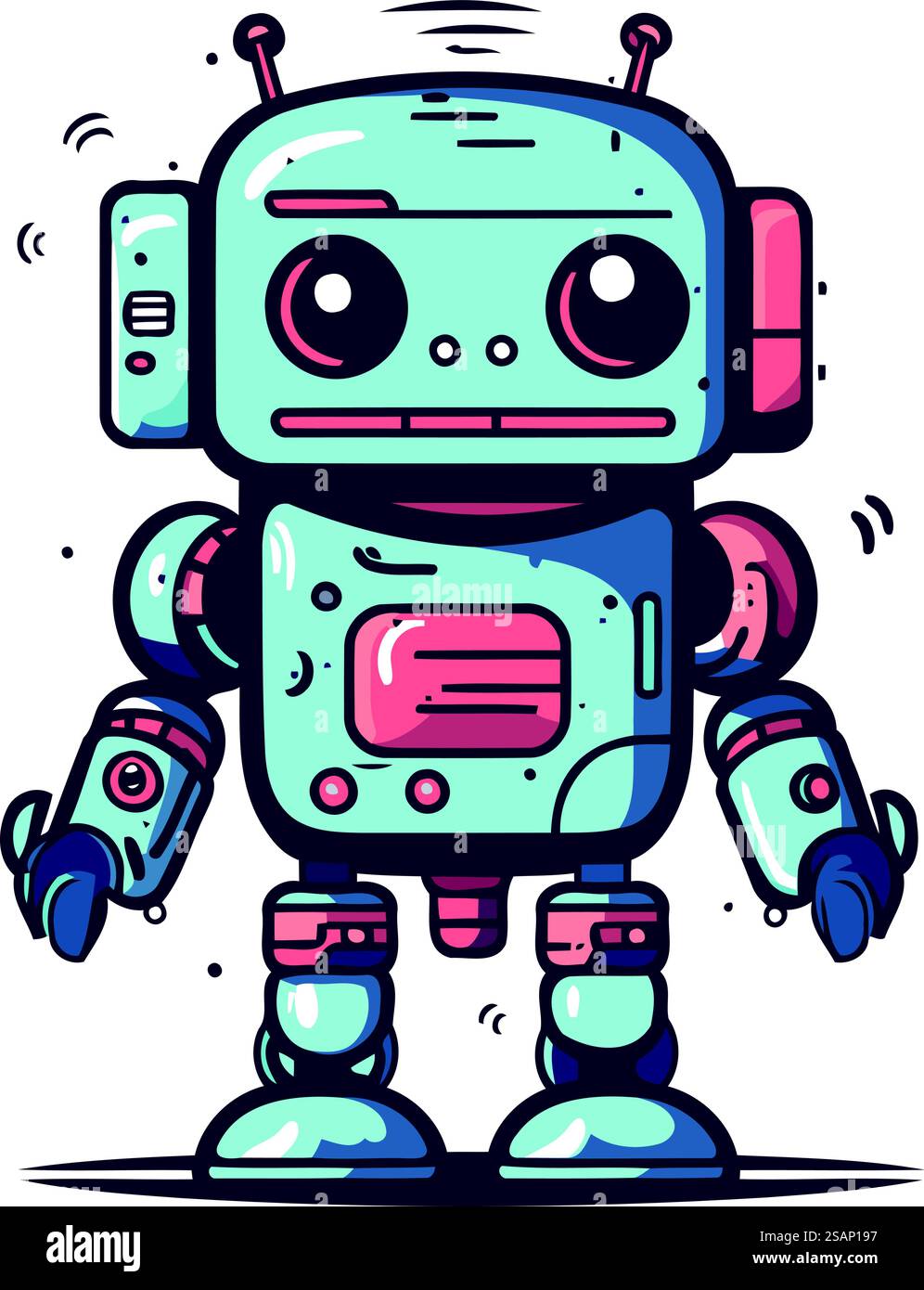 Cute cartoon robot. Vector illustration. Isolated on white background ...