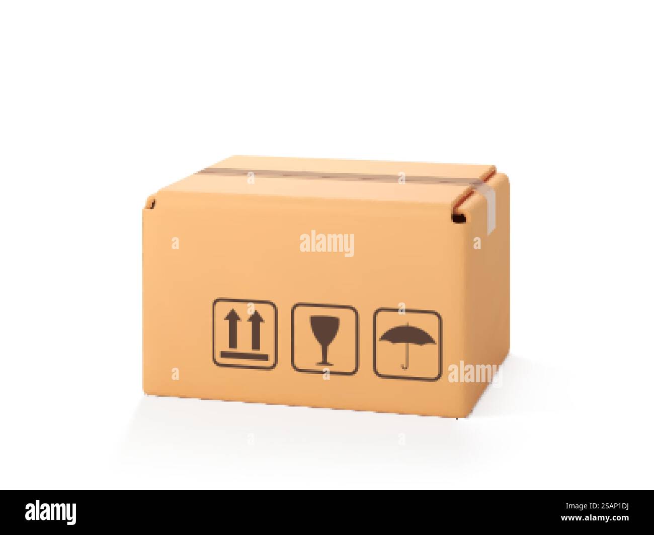 3D cardboard closed box isolated on white background. Delivery cargo ...