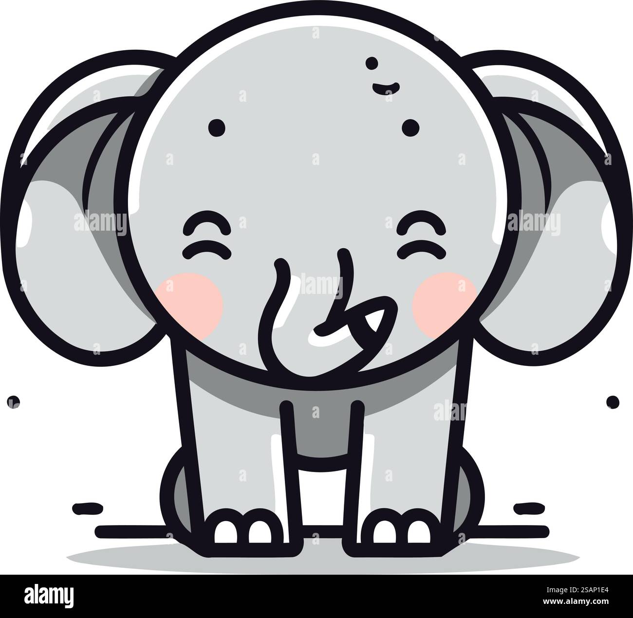 Cute Elephant Vector Illustration. Cute Cartoon Animal Character Stock ...