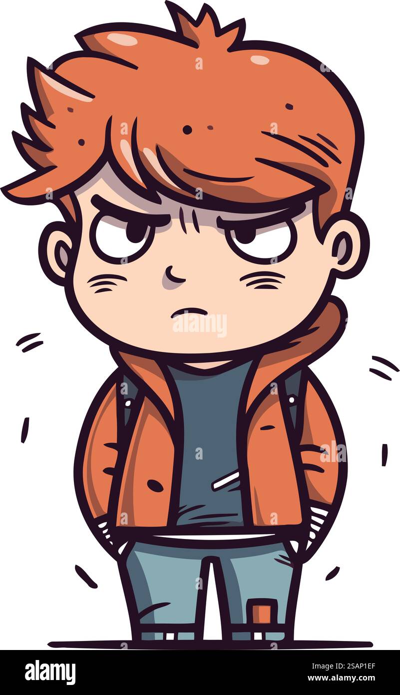 Angry boy. Vector illustration in cartoon style. Isolated on white ...