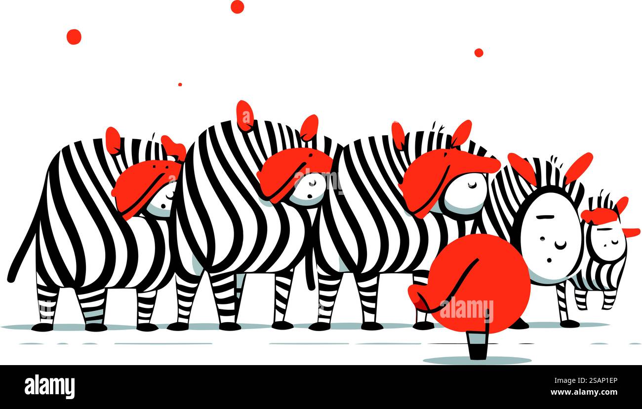 Funny zebra family. Vector illustration of cute cartoon animals Stock ...