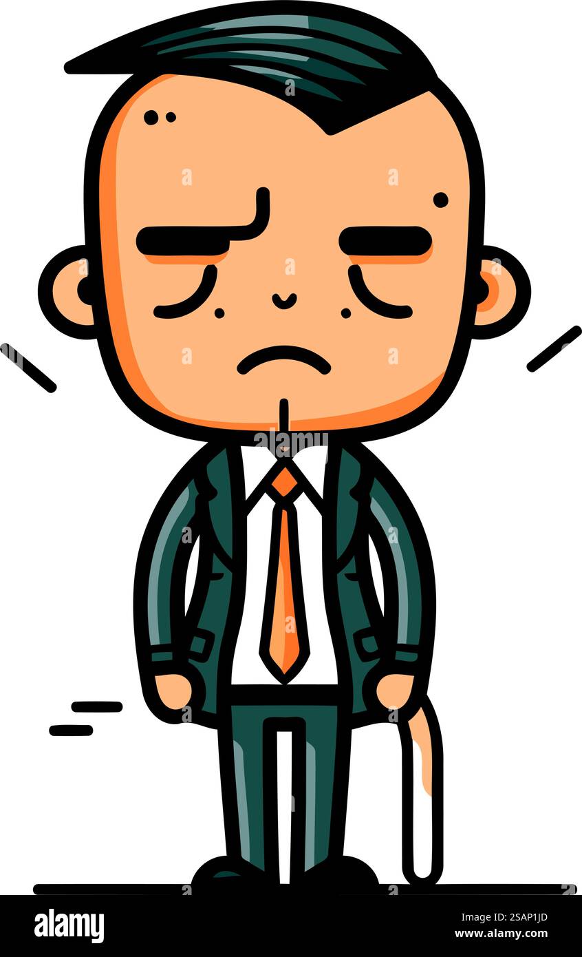Sad Businessman Retro Cartoon Vector Illustration Stock Vector Image ...