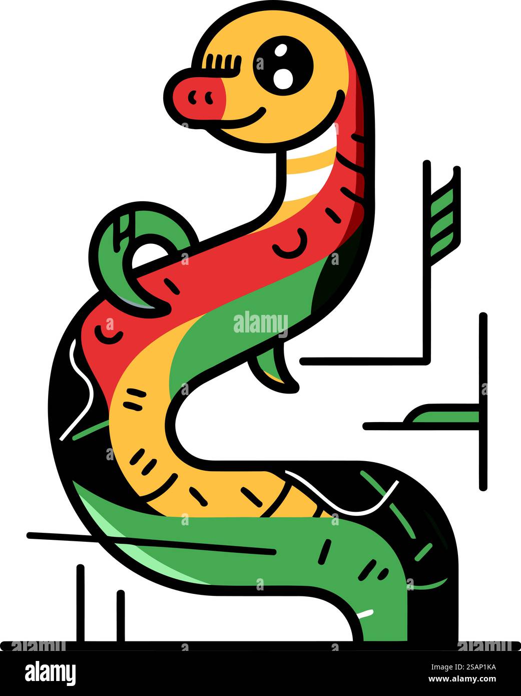 Cute cartoon snake on white background. Colorful vector illustration ...