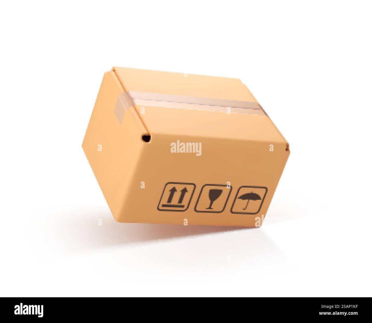 3D cardboard closed box isolated on white background. Render delivery ...