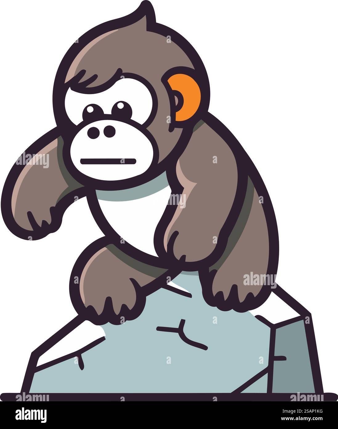 Monkey sitting on the rock. Vector illustration in cartoon style Stock ...